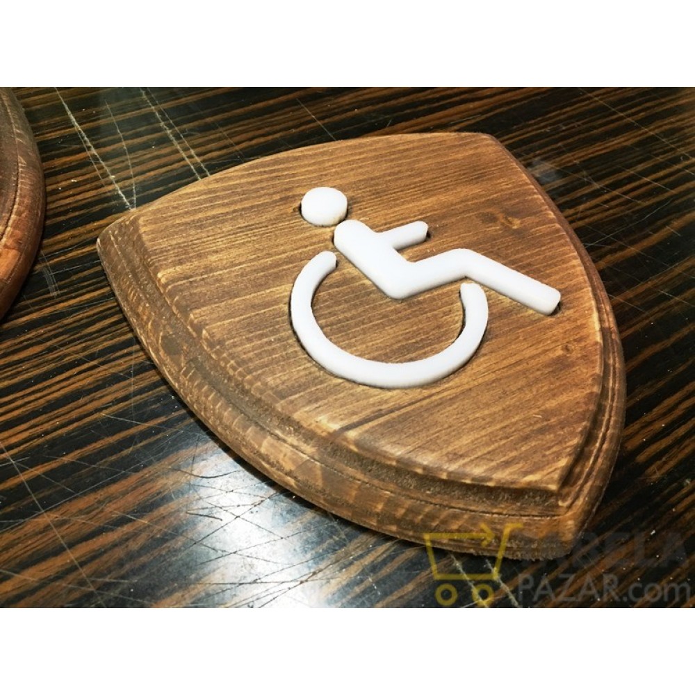 Engelli Ahşap Wc Tabelası - WcAhsap003